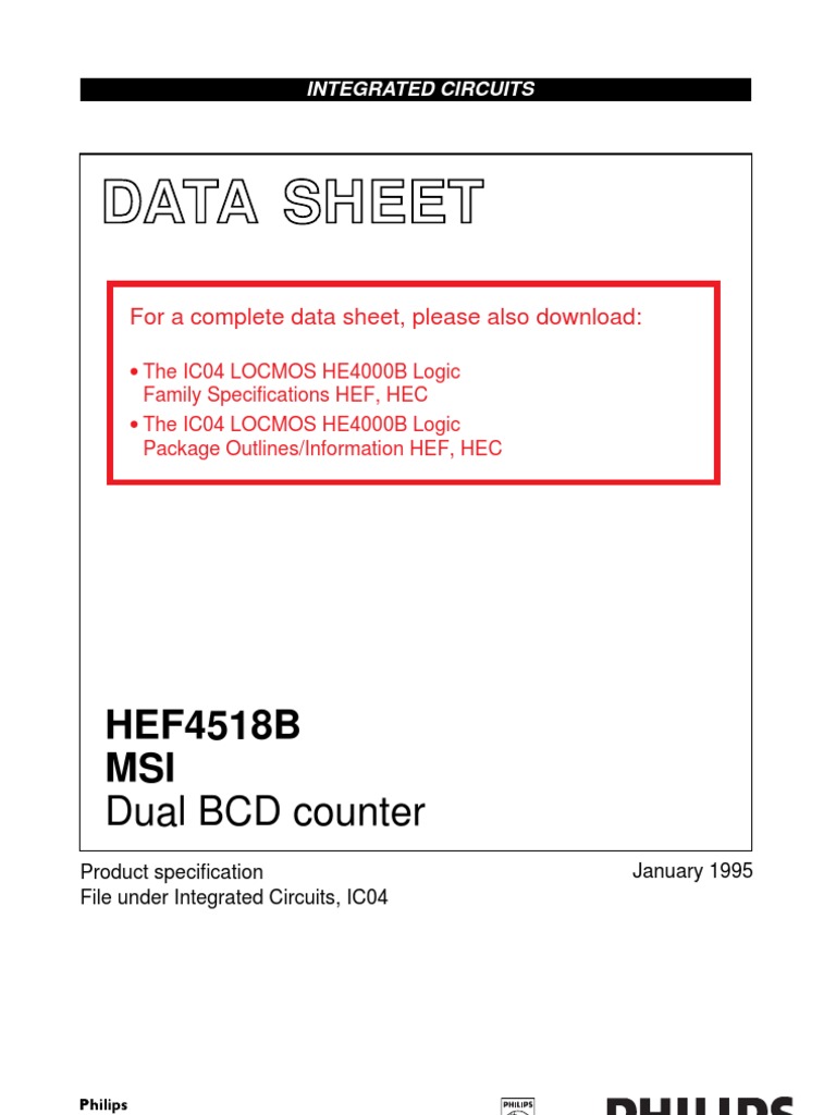 4518 | PDF | Integrated Circuit | Electronics