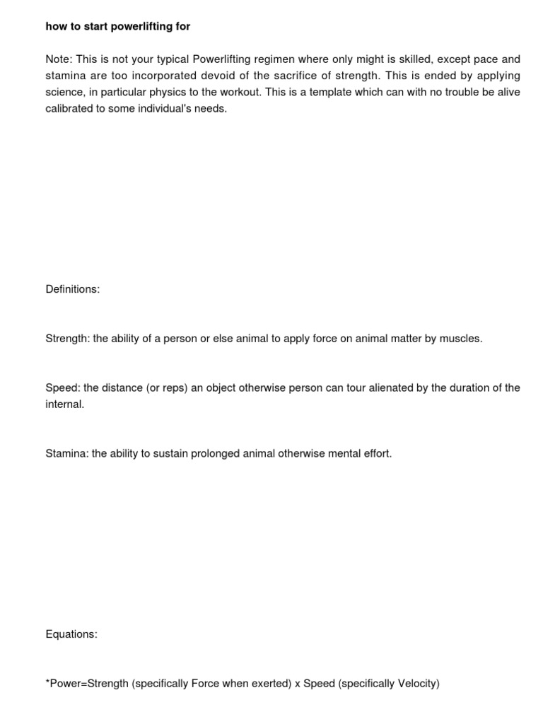 How To Start Powerlifting For Strength, Speed, and Stamina | PDF ...