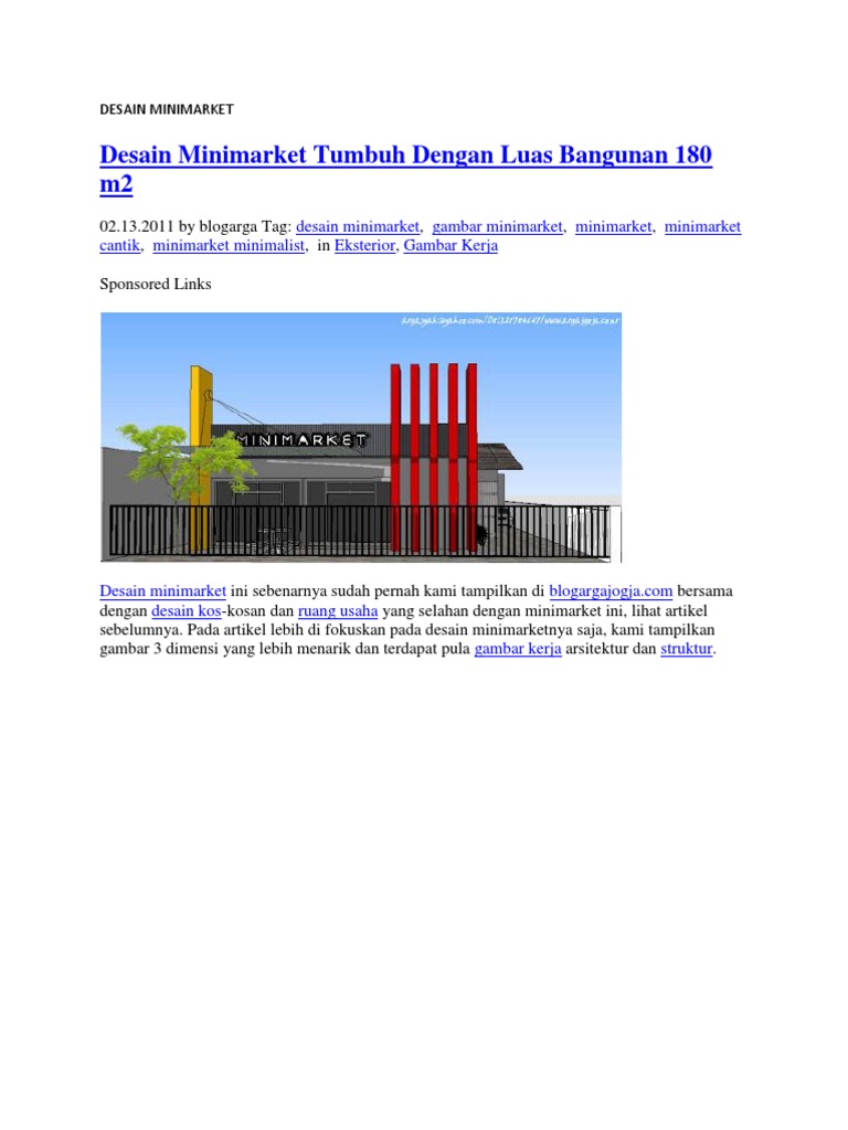 Desain Minimarket Minimalis 180 m2 | PDF | Komputer