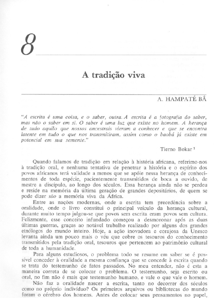 A Tradicao Viva - Amadou Hampate Ba | PDF