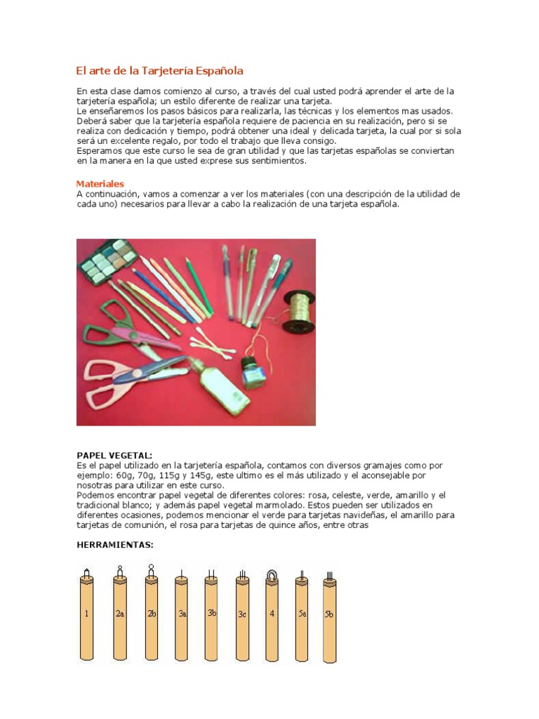 Curso de Tarjetería Española | PDF | Papel | Color