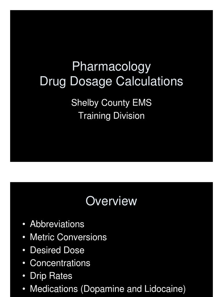 Pharmacology Drug Dosage Calculations | Dose (Biochemistry) | Dopamine