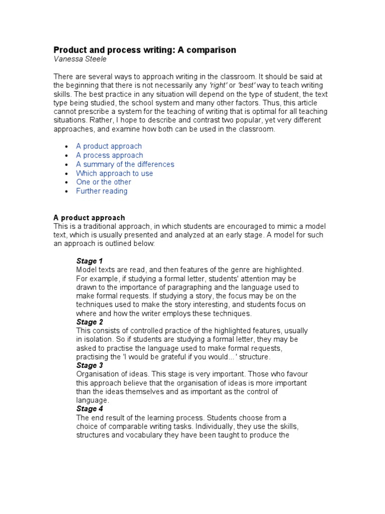Product and Process Writing | PDF | Pedagogy | Cognition