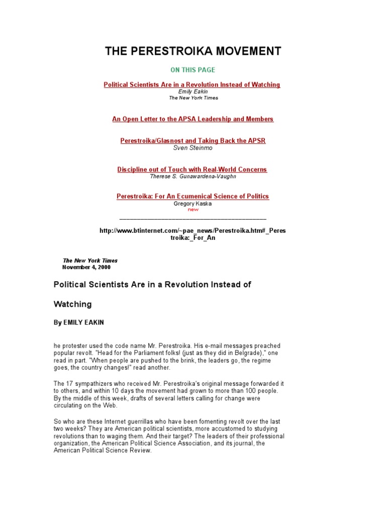 The Perestroika Movement | PDF | Political Science | Science