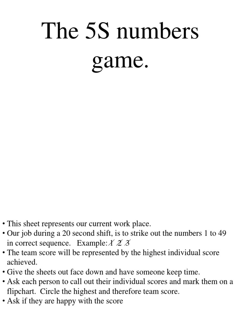5S Numbers Game | PDF