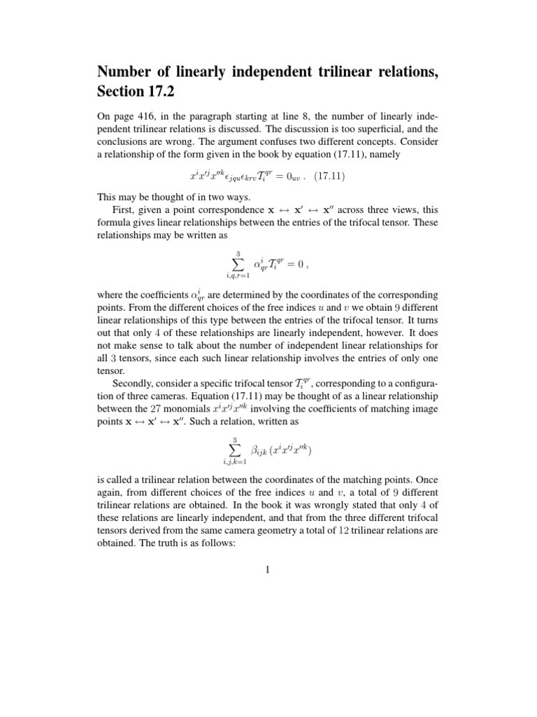 Clarification Trilinear Relations | PDF | Tensor | Mathematica