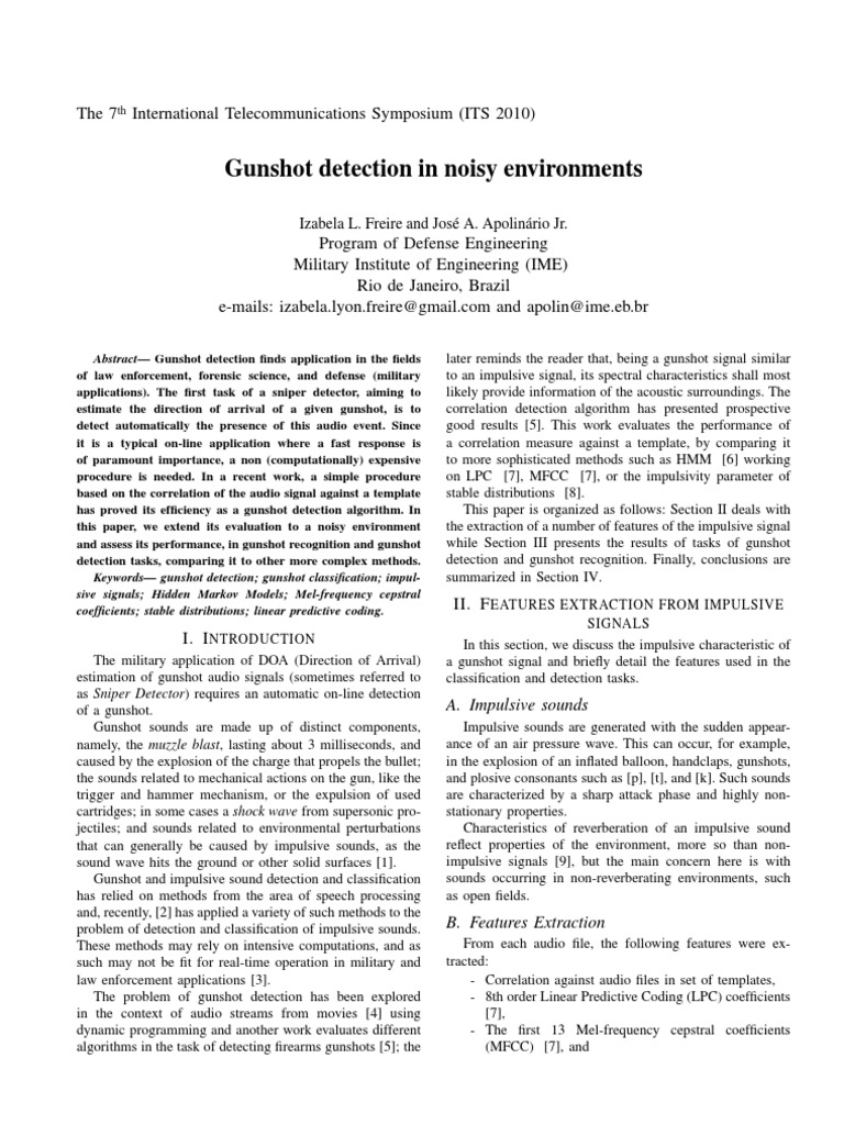 Gunshot Detection for Defense Experts | PDF | Signal To Noise Ratio ...