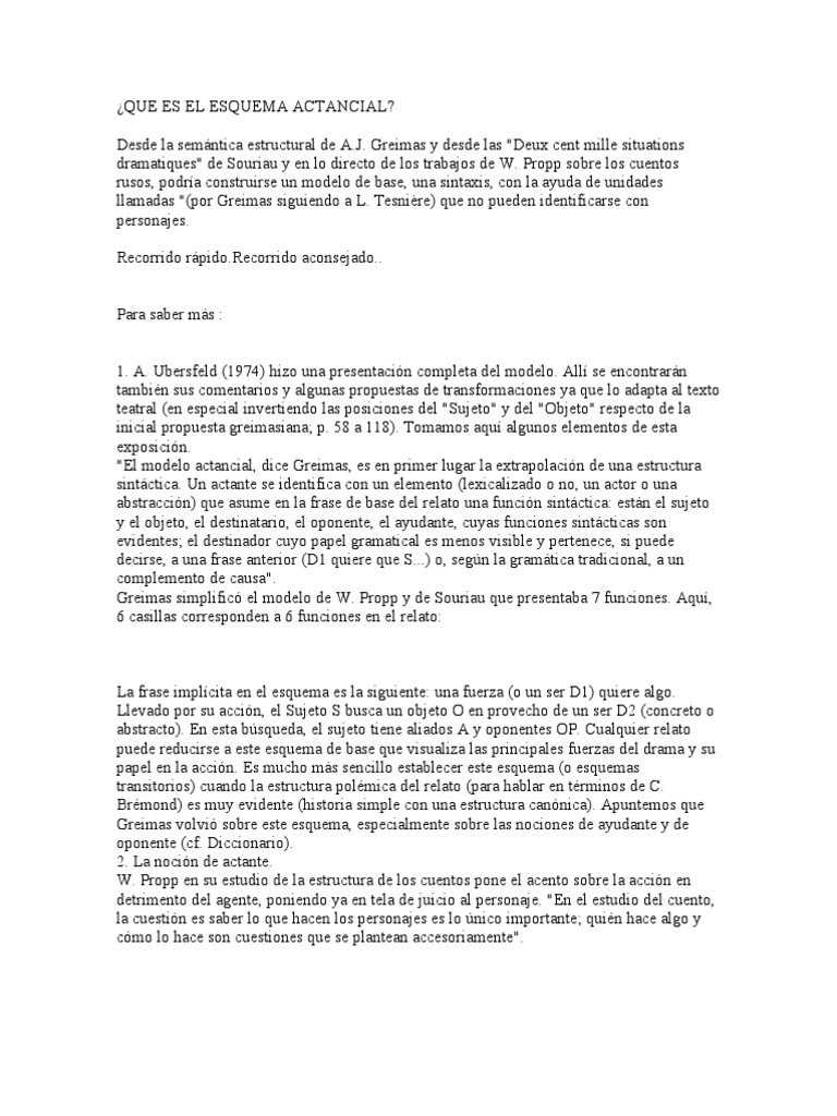Que Es El Esquema Actancial | PDF | Sintaxis | Asunto (gramática)