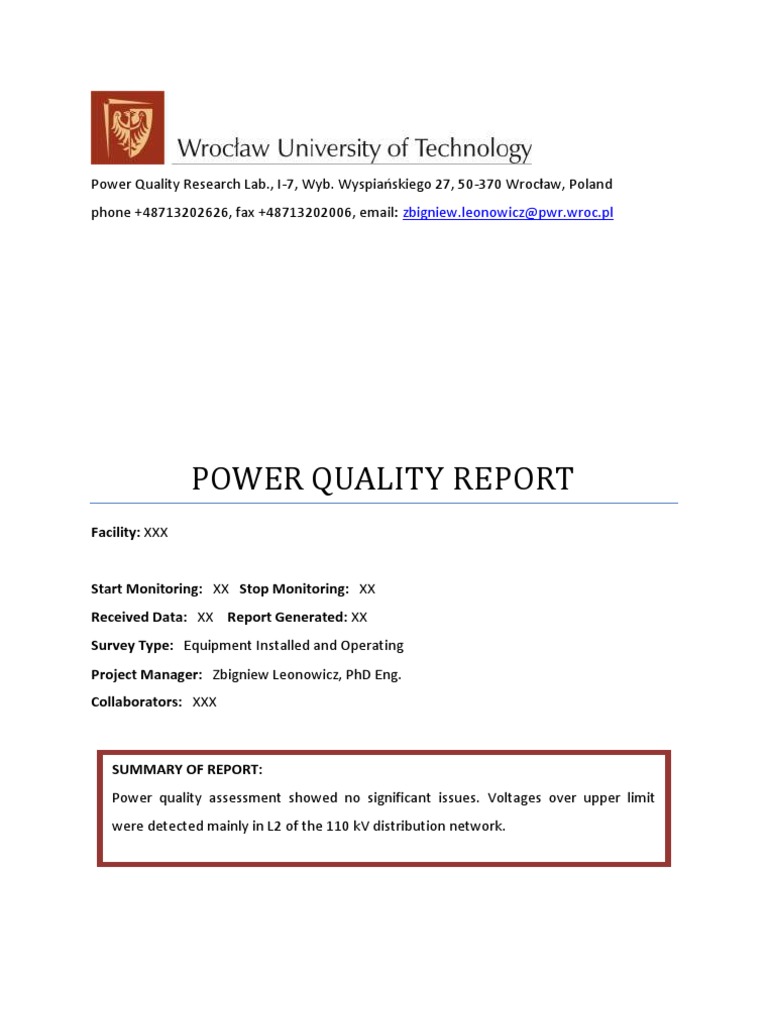 Power Quality Assessment Report 2010 | PDF | Technology & Engineering
