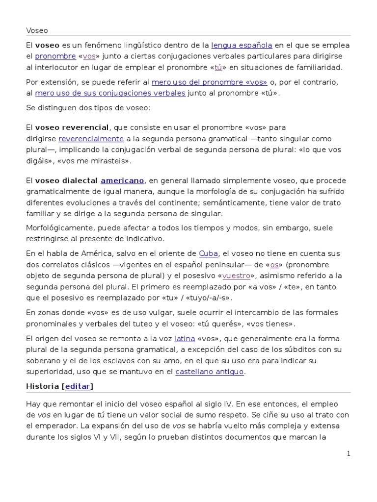 Voseo | PDF | Lengua española | Reglas