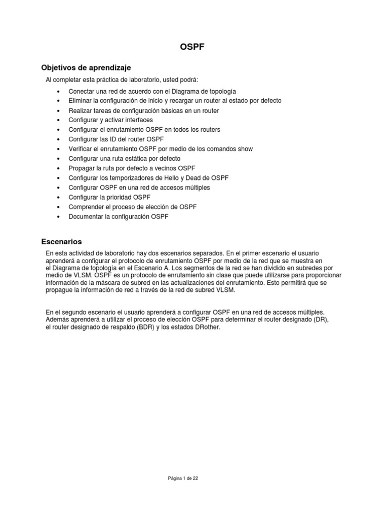 Laboratorio OSPF | PDF | Enrutador (Computación) | Dirección IP