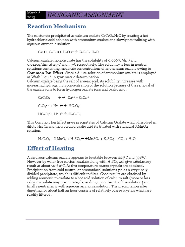 Assignment (Calcium) | PDF | Metals | Acid