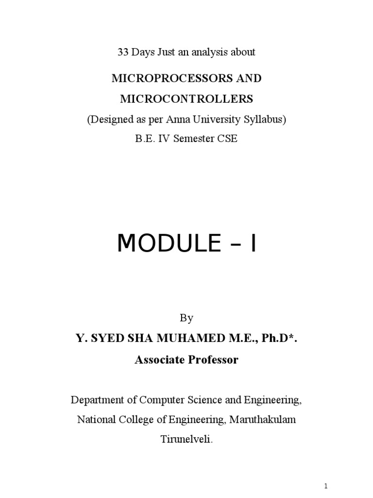 Microprocessors and Microcontrollers Module 1 - 5 | PDF | Central Processing Unit | Assembly ...