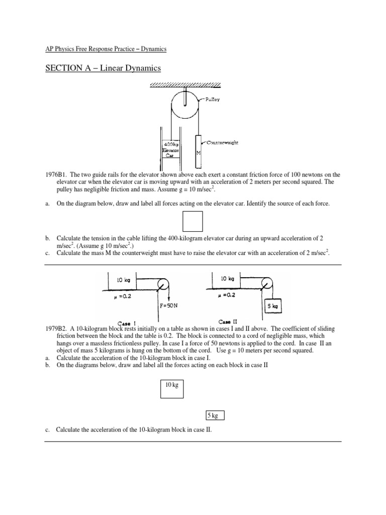 2b-Dynamics FR Practice Problems | PDF | Tension (Physics) | Friction