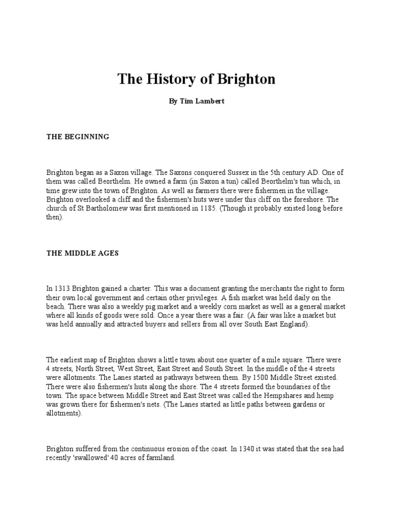 The History of Brighton | PDF