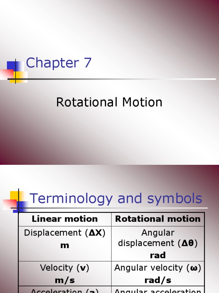 Chapter 7-Rotational Motion | PDF | Acceleration | Rotation Around A ...