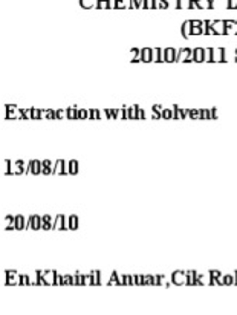 Solvent Extraction Lab Report | PDF | Solvent | Solution