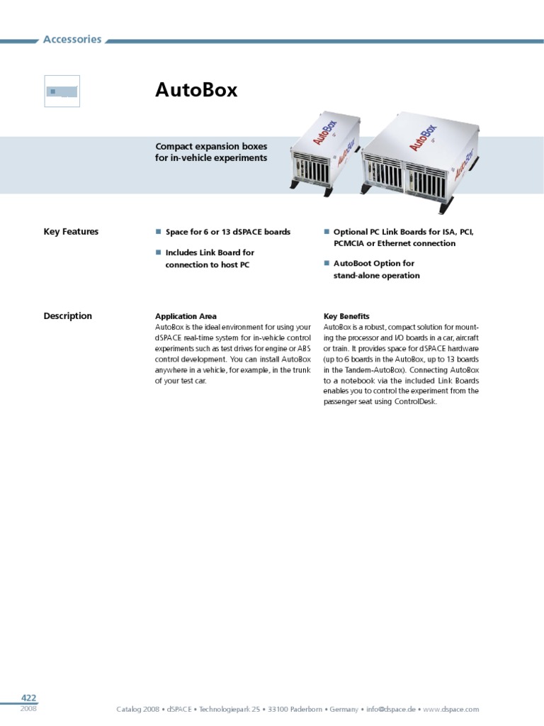 AutoBox dSPACE Catalog 2008 | PDF | Power Supply | Personal Computers