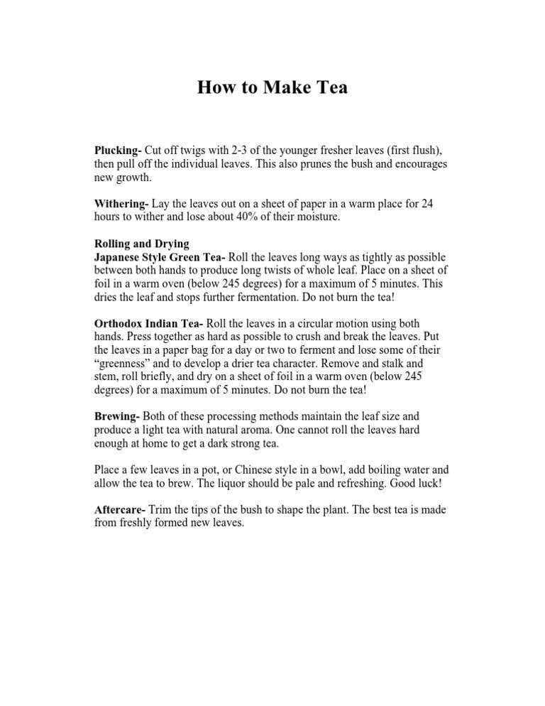 How To Make Tea | PDF
