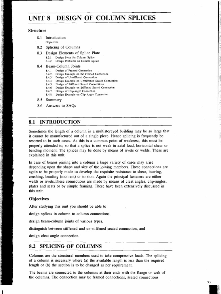 Column Splicing | PDF | Bending | Column