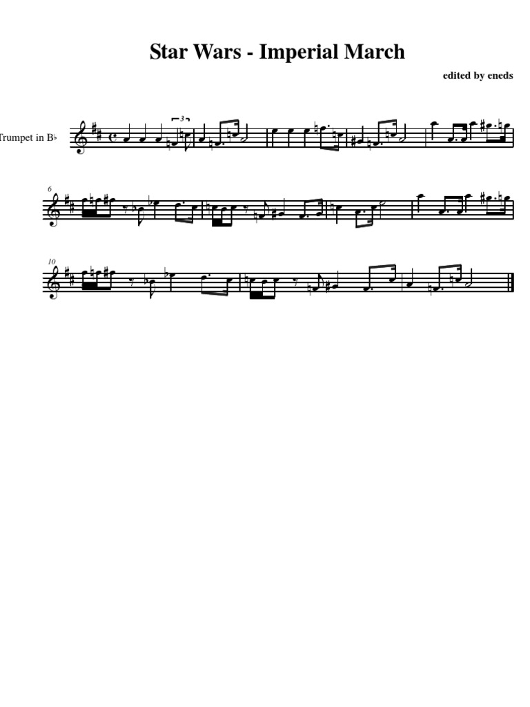 Star Wars Imperial March Music Score Sheet | PDF