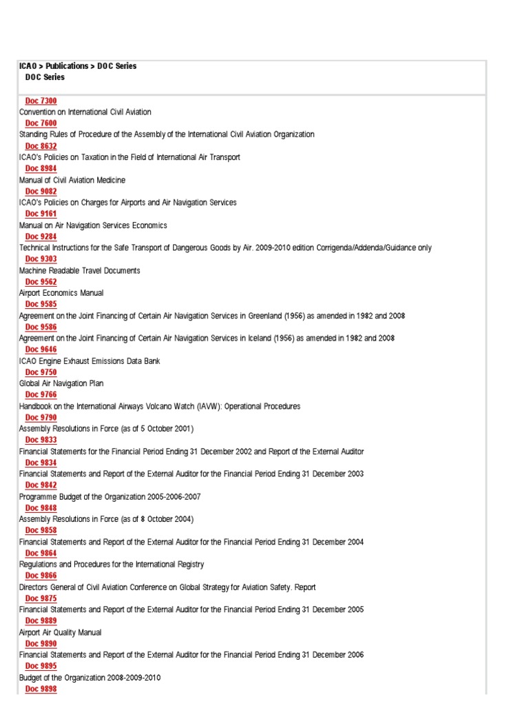 Icao - Doc Series | PDF | Government | Transport