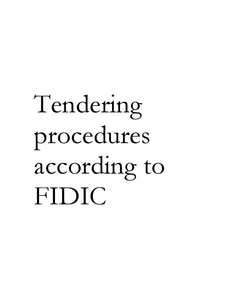 FIDIC Tendering Guide | PDF | Specification (Technical Standard) | Procurement