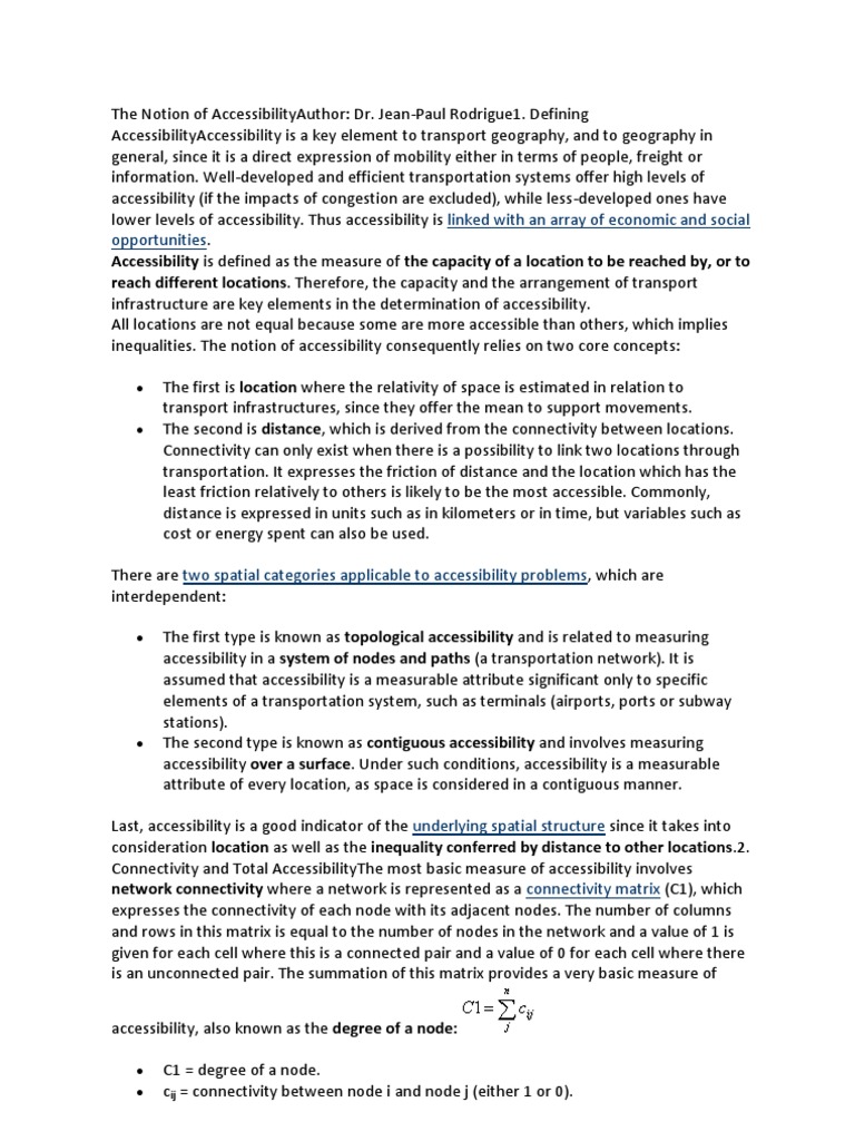 Accessibility in Transport Geography | PDF | Accessibility | Transport