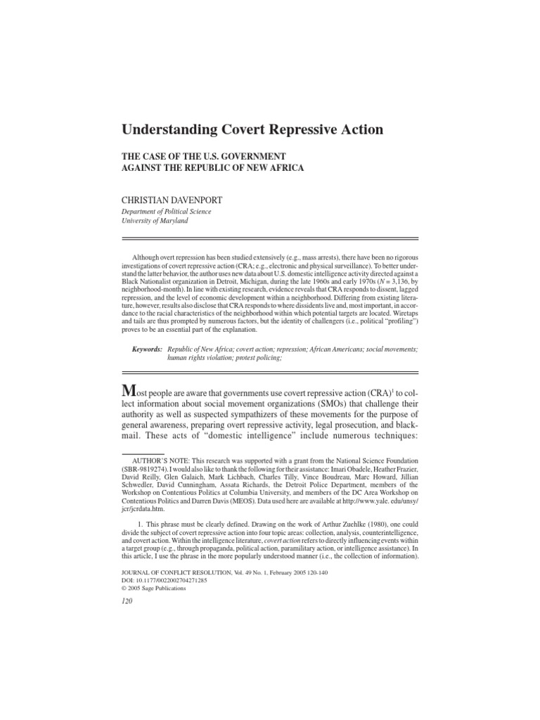 Understanding Covert Repressive Action | PDF | Surveillance | Federal ...