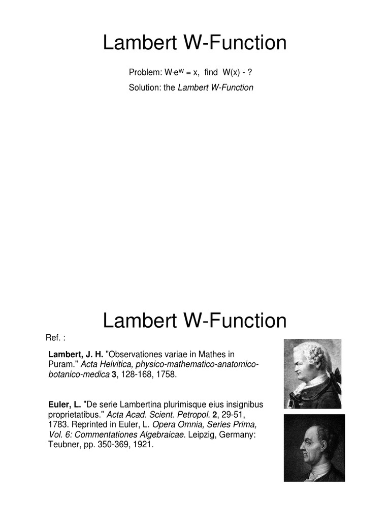 Applications of the Lambert W-Function: An Overview of its Uses in ...