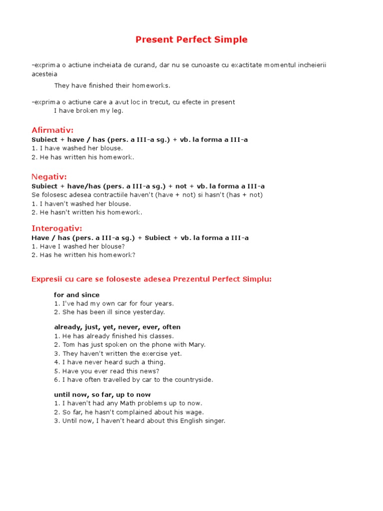 Present Perfect Simple | PDF