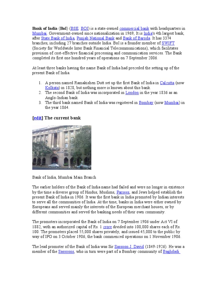 Bank of India | PDF | Banks | Banking