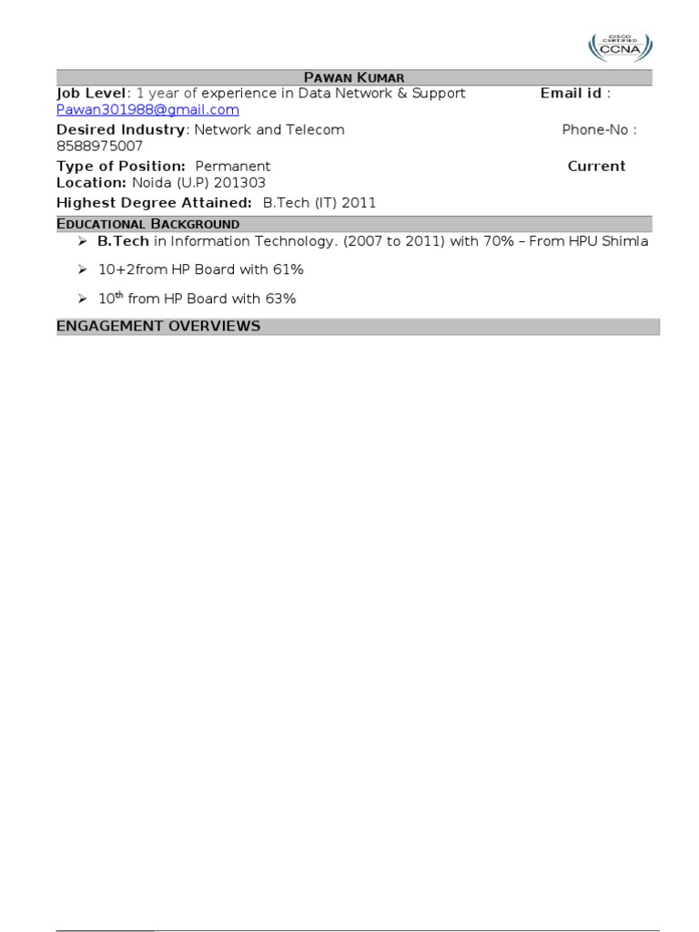 Pawan Kumar - Resume | PDF | Cisco Certifications | Multiprotocol Label ...
