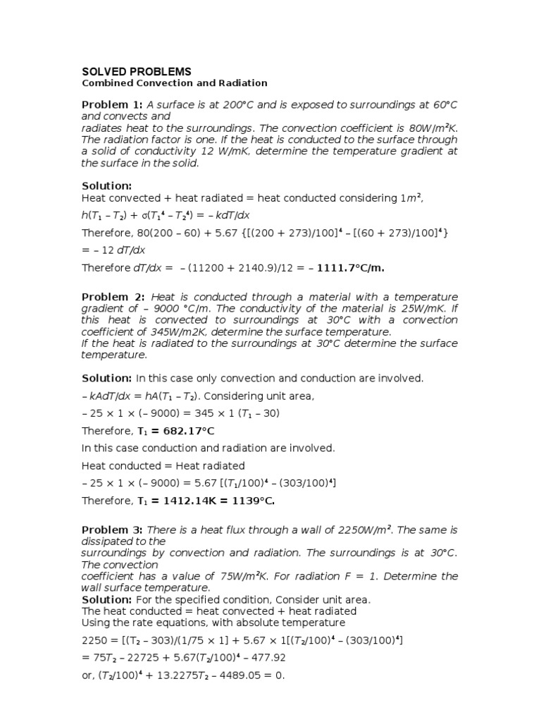 Solved Problems | PDF | Heat Transfer | Thermal Conduction