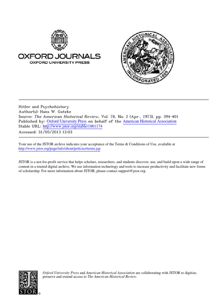 Hitler and Psychohistory | Download Free PDF | Adolf Hitler | Psychology