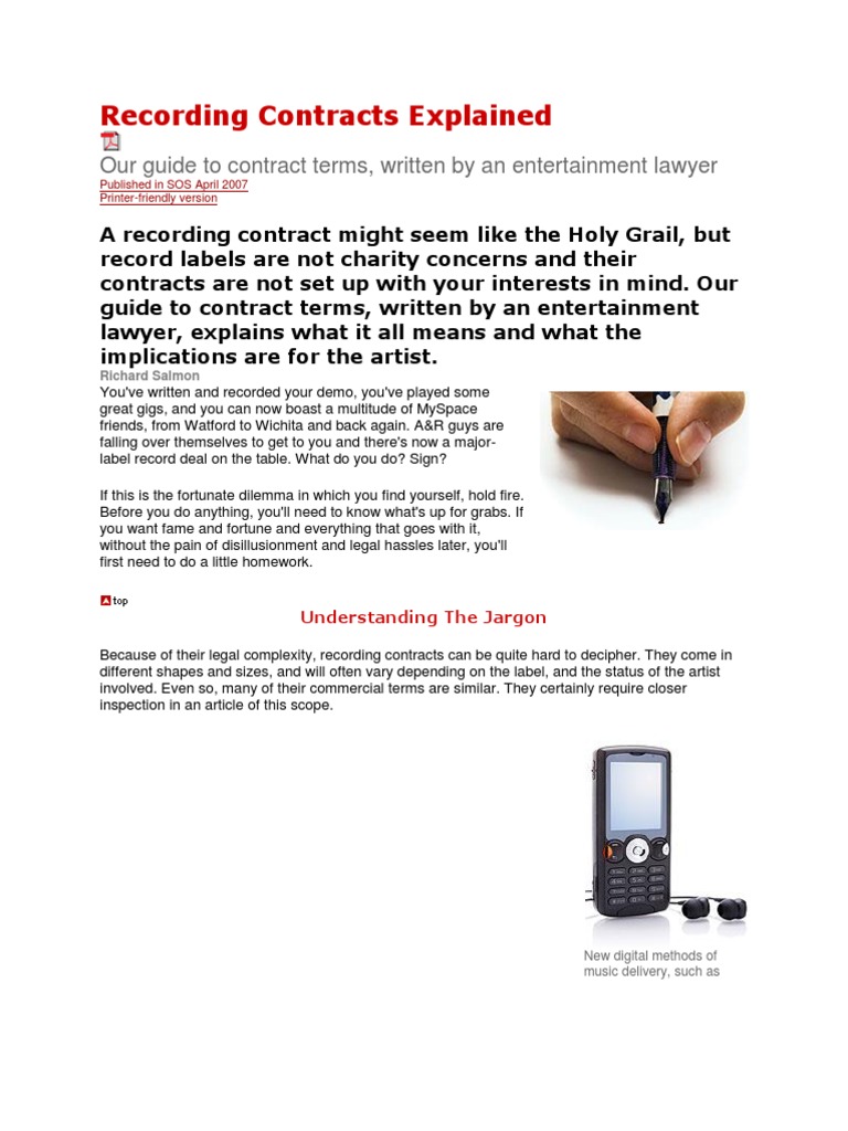 Recording Contracts Explained | PDF | Record Label | Royalty Payment