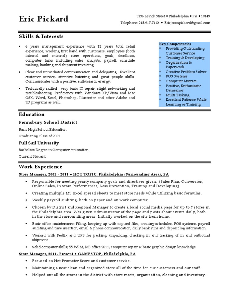 Eric Pickard Resume | PDF | Computing | Communication