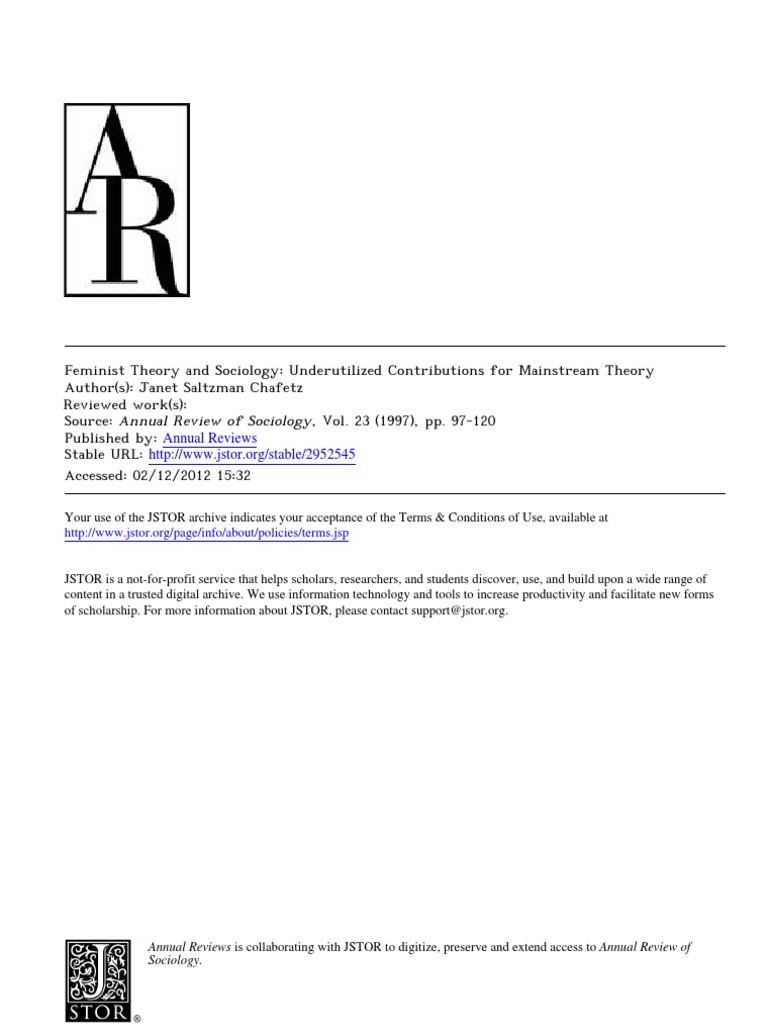 Feminist Theory and Sociology: Underutilized Contributions For ...