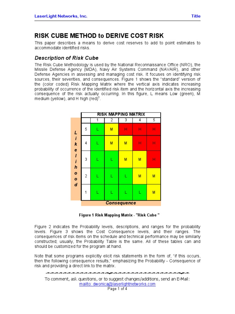 Risk Cube Method To Derive Cost Risk | PDF | Expected Value | Risk