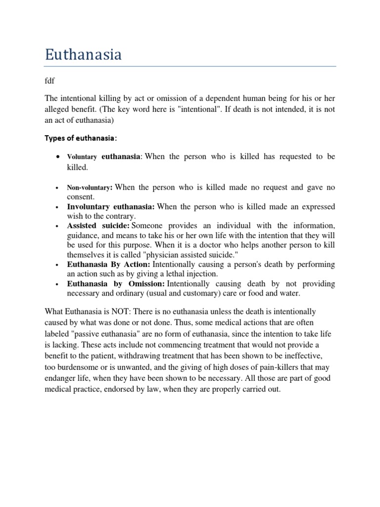 A Comprehensive Overview of Euthanasia: Definitions, Types, Practices ...