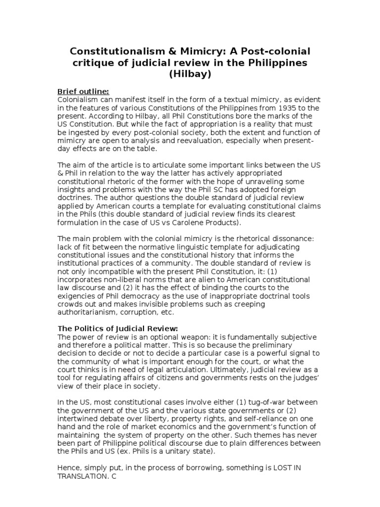 A Post-Colonial Critique of Judicial Review in the Philippines ...