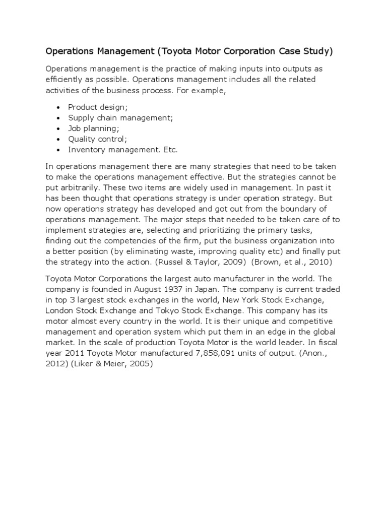Final Operations Management | PDF | Operations Management | Strategic ...