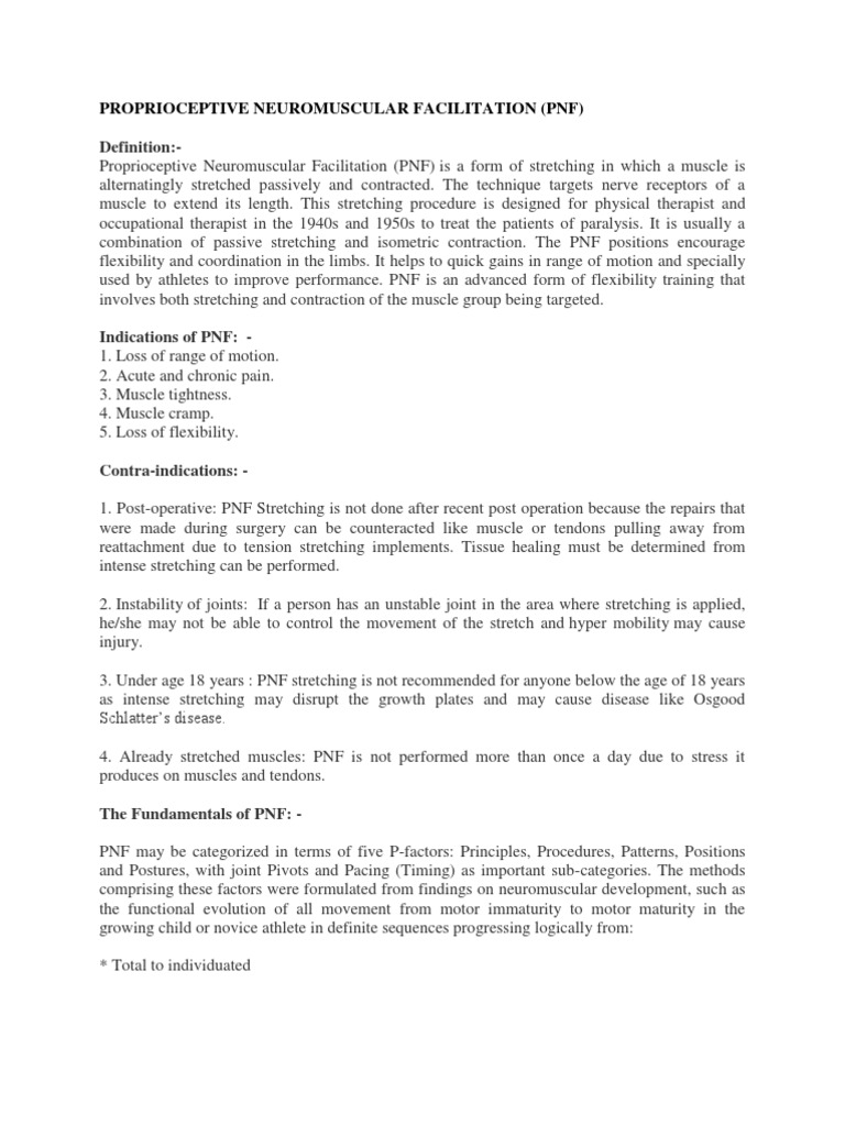 Proprioceptive Neuromuscular Facilitation | PDF | Anatomical Terms Of ...