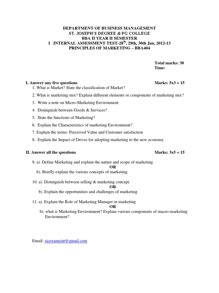 Pom Question Paper | PDF | Marketing | Sales