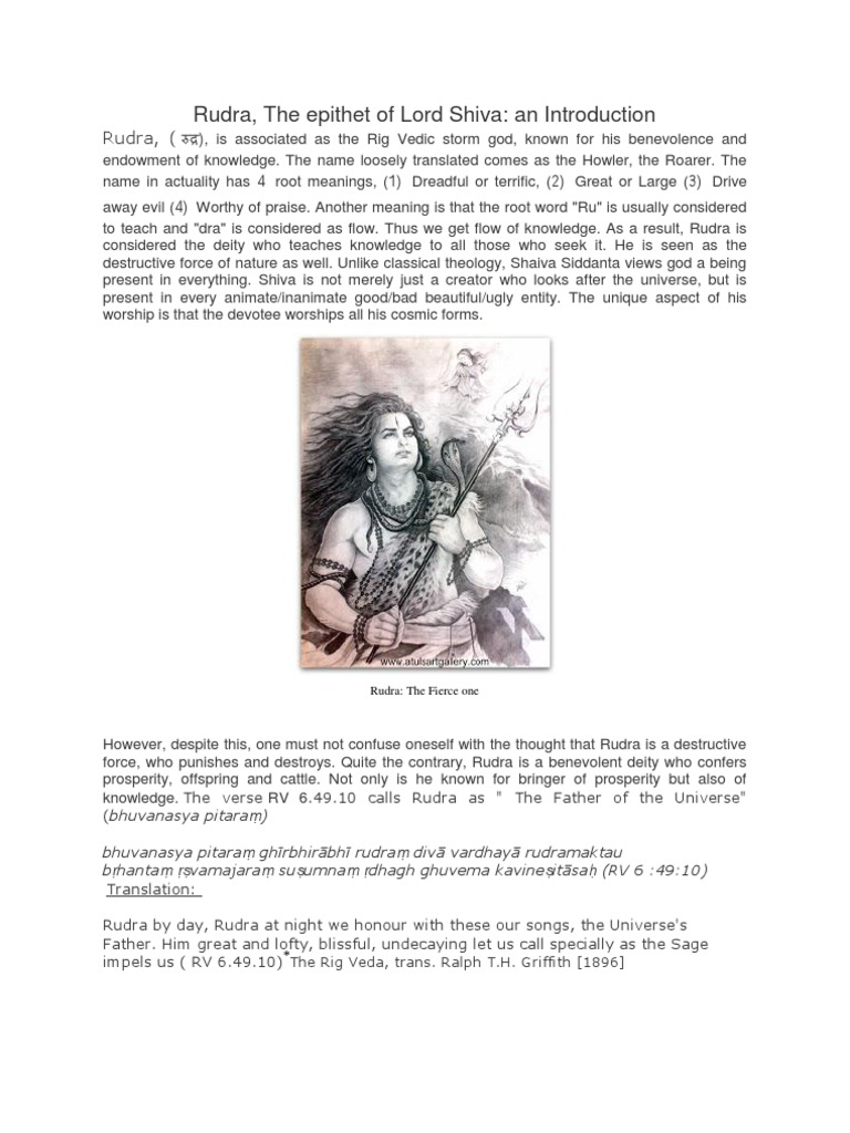 Rudra The Epithet of Lord Shiva - An Introduction | PDF | Shiva | Hindu Literature