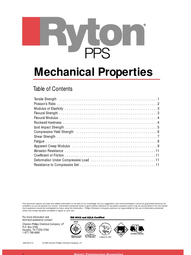 Ryton Mechanical Properties | PDF | Creep (Deformation) | Strength Of ...