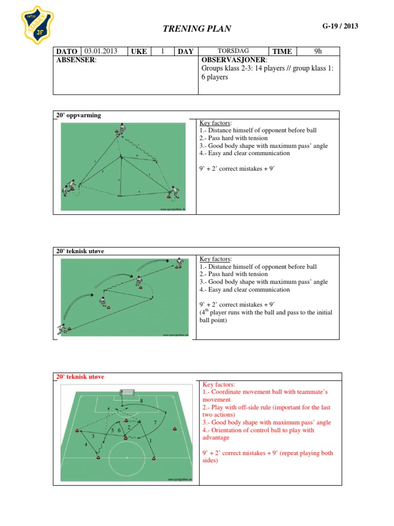 Weekly Training Plan for Soccer Skills | PDF