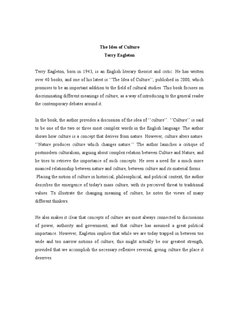 Eagleton's Exploration of Culture | PDF | Philosophy