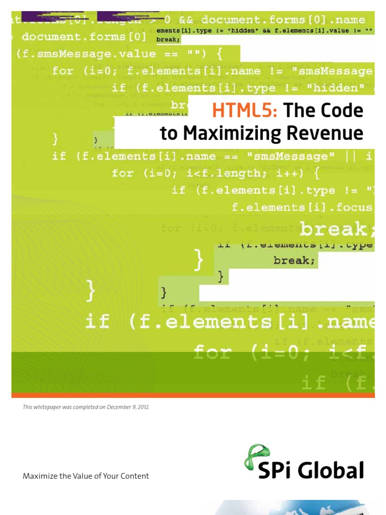HTML5 The Code To Maximizing Revenue | PDF | Html5 | Html