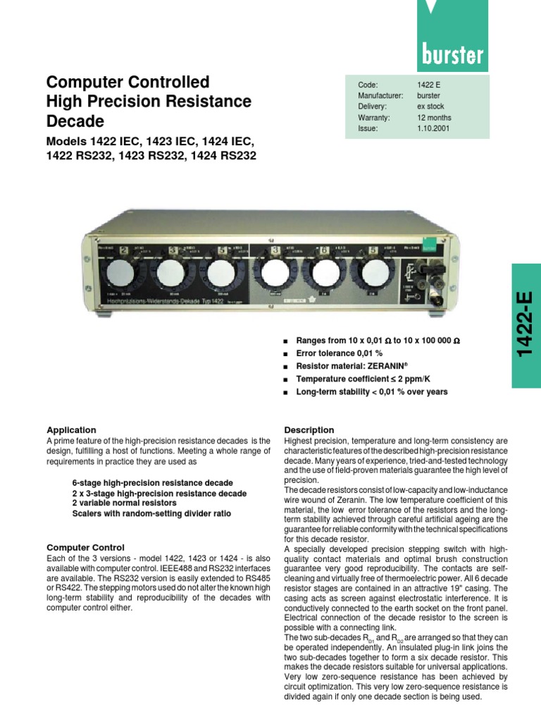 1422 Ser Ovr | PDF | Resistor | Electrical Resistance And Conductance